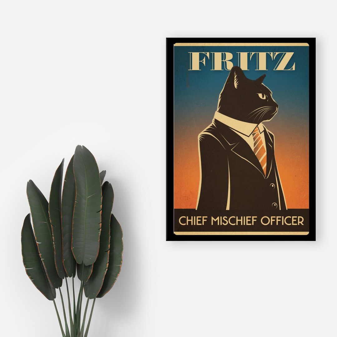 Custom Cat Name Poster Funny Personalized Wall Art Quirky Chief ...