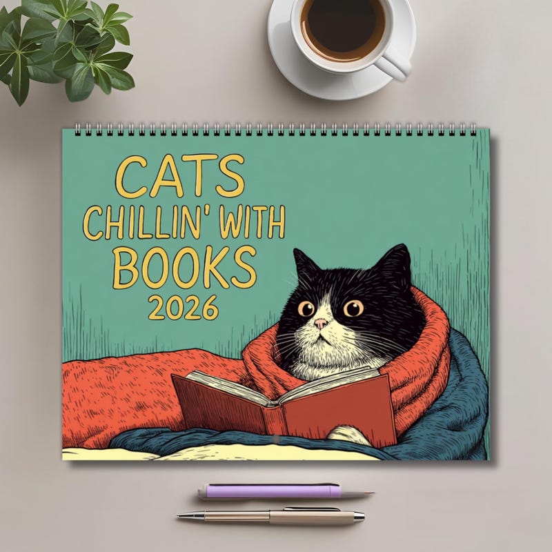 Cats Reading Calendar - Etsy