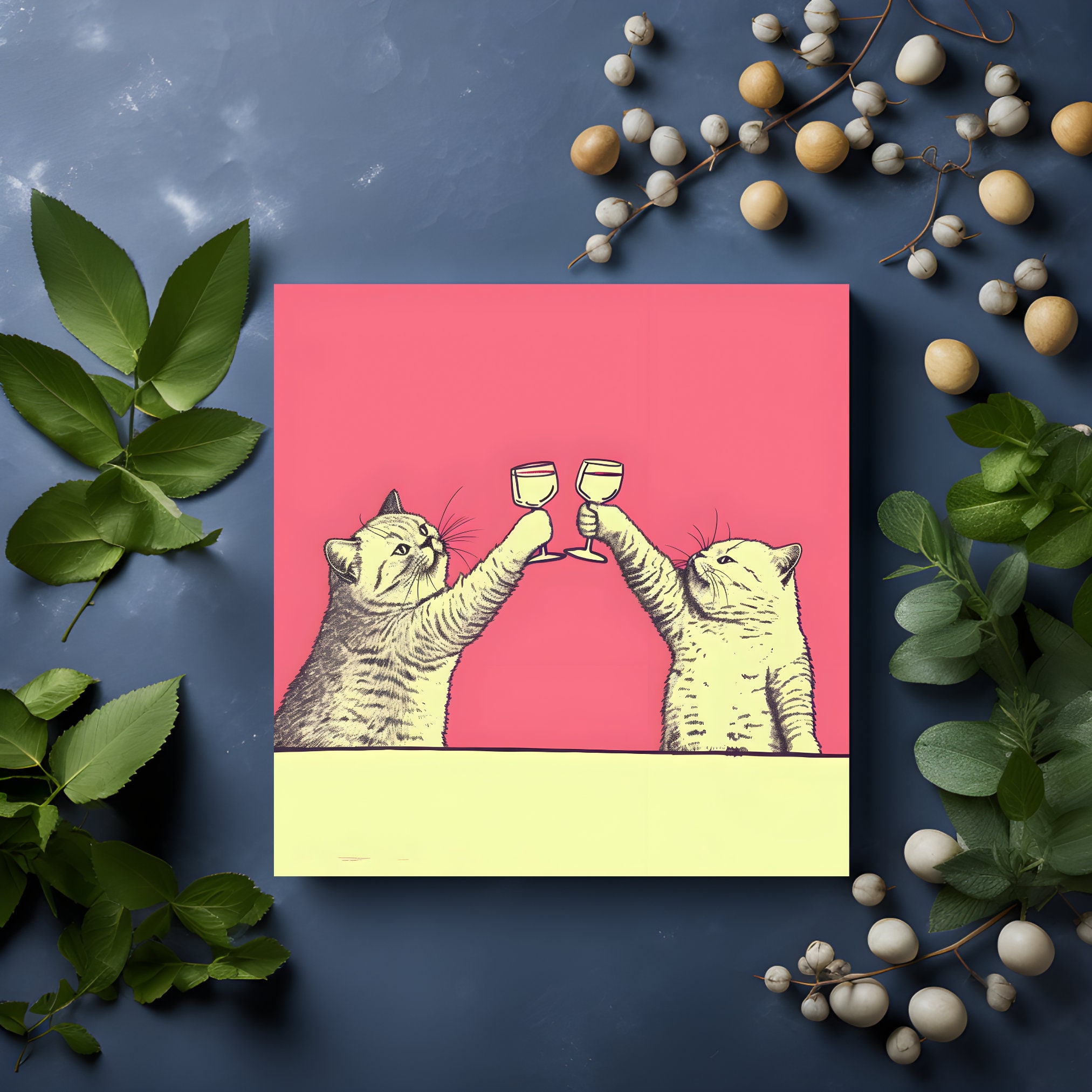 Quirky Cat Bar Art, Funny Cat Poster, Housewarming Home Gift for Cat ...