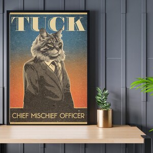 Custom Cat Name Poster Funny Personalized Wall Art Quirky Chief ...