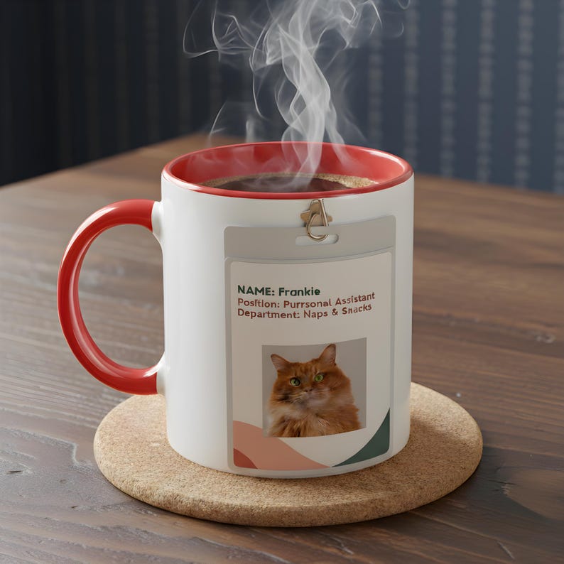 Funny Custom Cat Mug: Custom Cat From Photo Employee ID Badge Gift - Etsy
