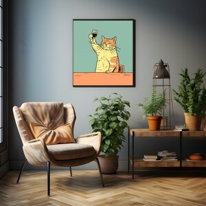 Wine Lover Cat Art, Bar Cart Wall Art, Funny Cat Poster, Bar Decor, Cat ...