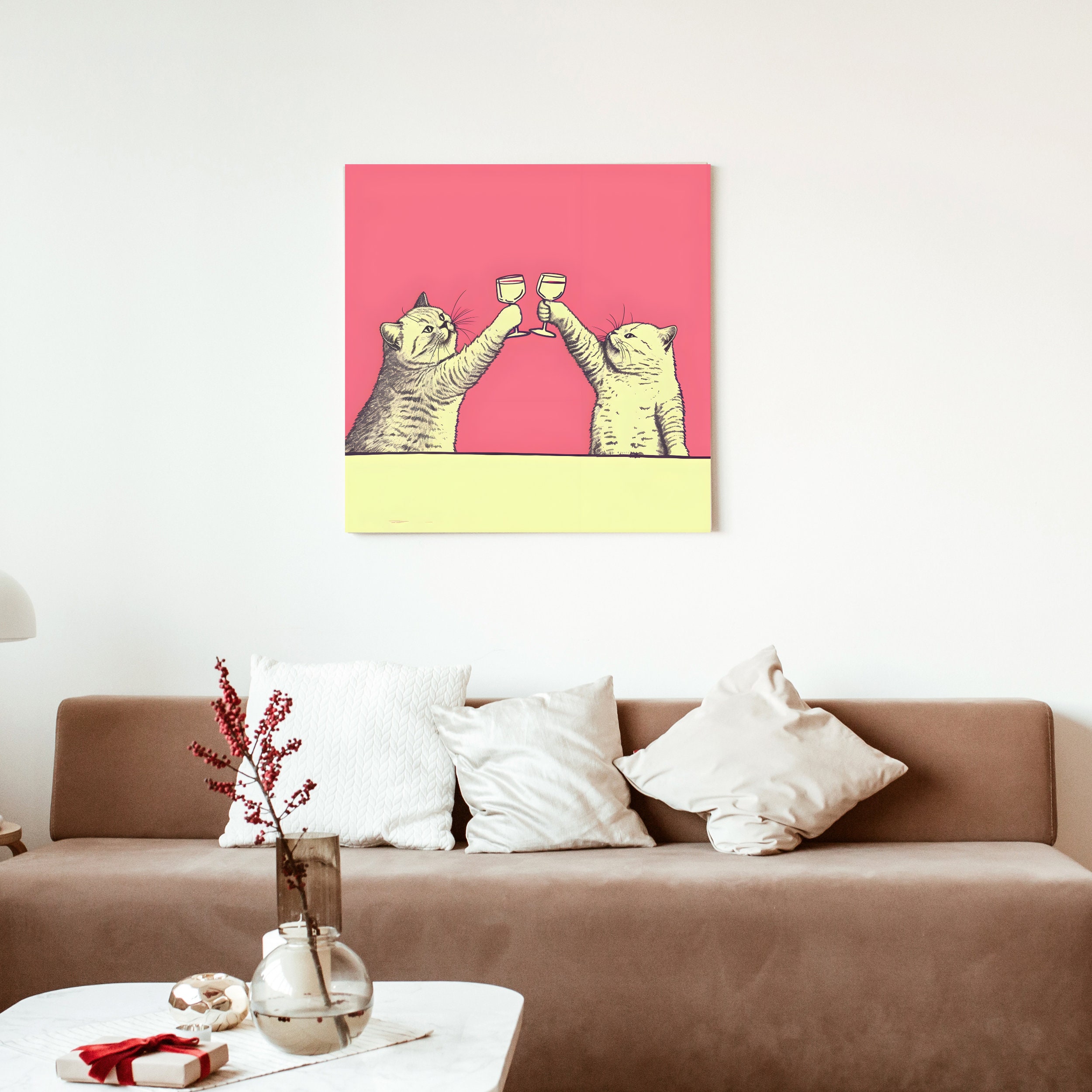 Quirky Cat Bar Art, Funny Cat Poster, Housewarming Home Gift for Cat ...