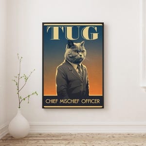 Custom Cat Name Poster Funny Personalized Wall Art Quirky Chief ...