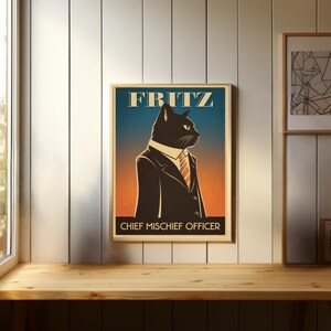 Custom Cat Name Poster Funny Personalized Wall Art Quirky Chief ...