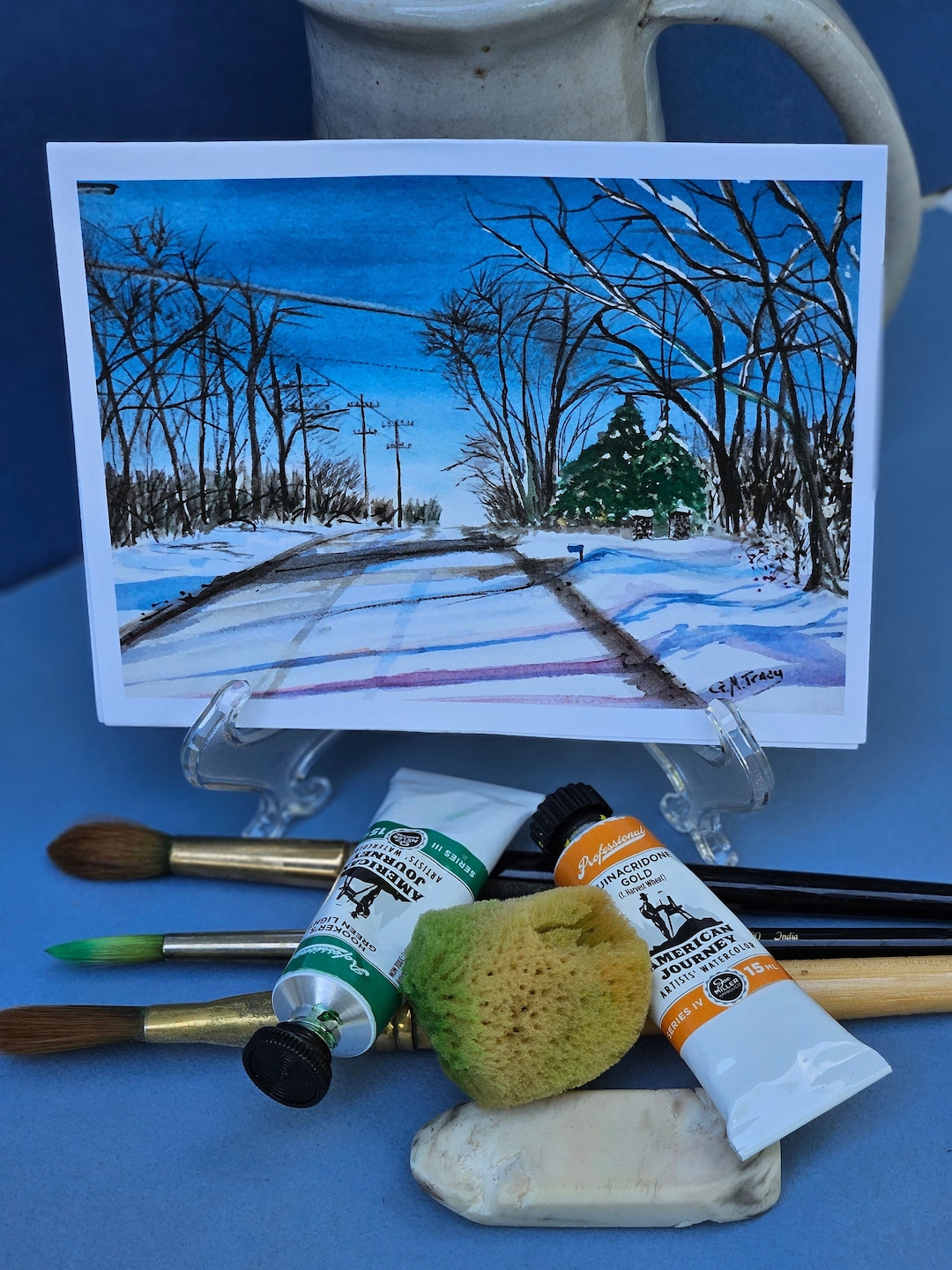 Winter Landscape Watercolor Greeting Cards: "brisk Winter Drive" - 6 ...