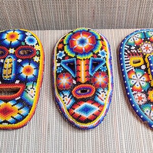 5 Vintage Huichol Beaded Masks - Etsy