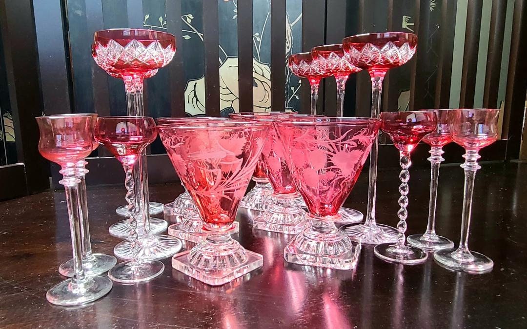 RARE 18 pc Antique Pink Prussian Crystal Glasses - Etsy