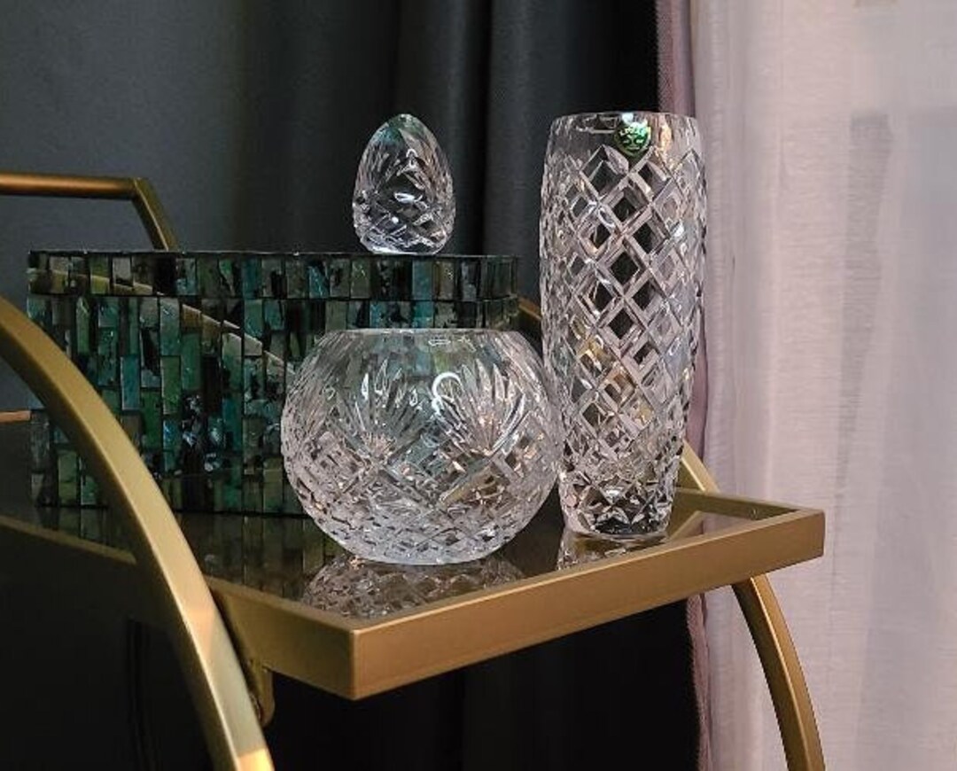 3 Pc. BEAUTIFUL Vintage Crystal Set of Fine Deep Cut Crystal - Etsy