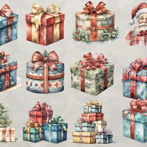 50 Watercolor Christmas Presents Clipart, Gift Box, Festive, Holiday ...