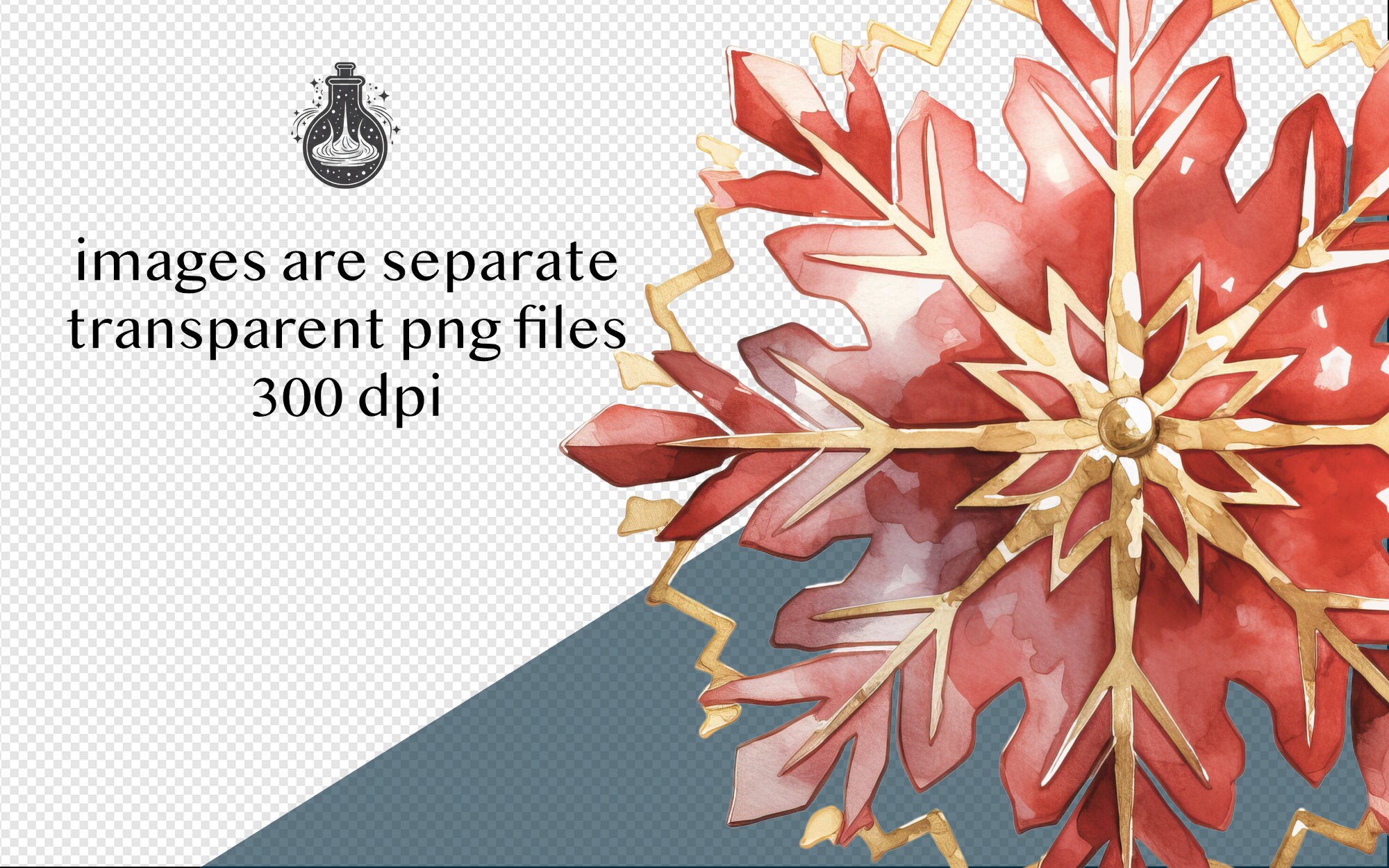 15 Watercolor Red Snowflakes Clipart, Winter Wonderland, Holiday Decor ...