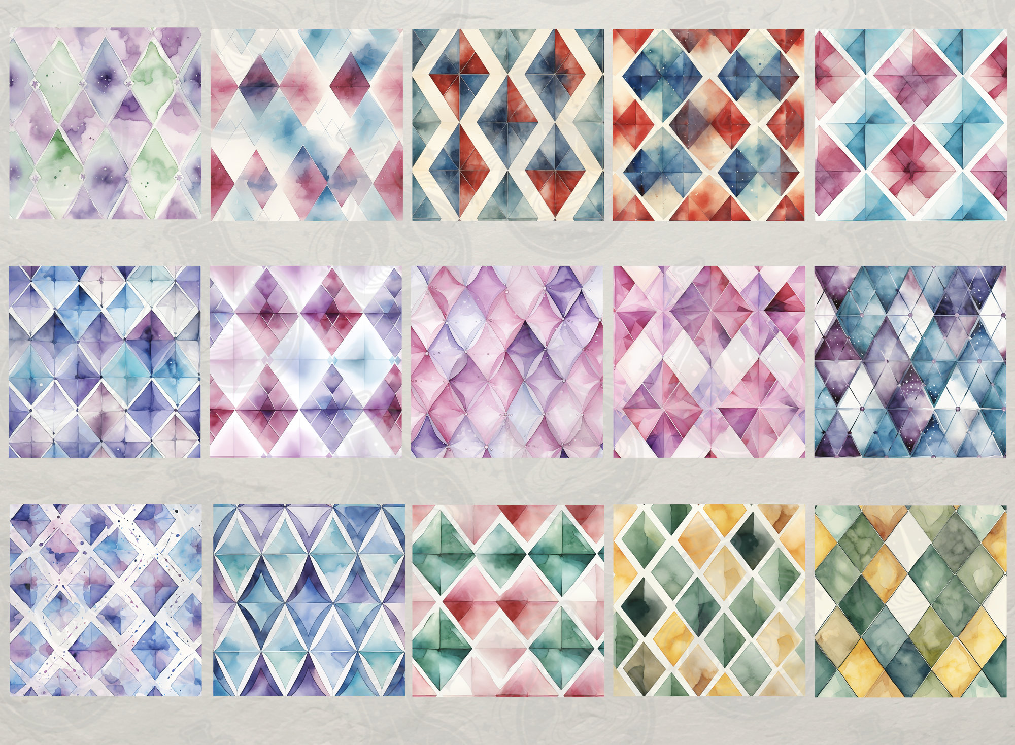 30 Seamless Watercolor Diamond Pattern Digital Paper Pack - Etsy