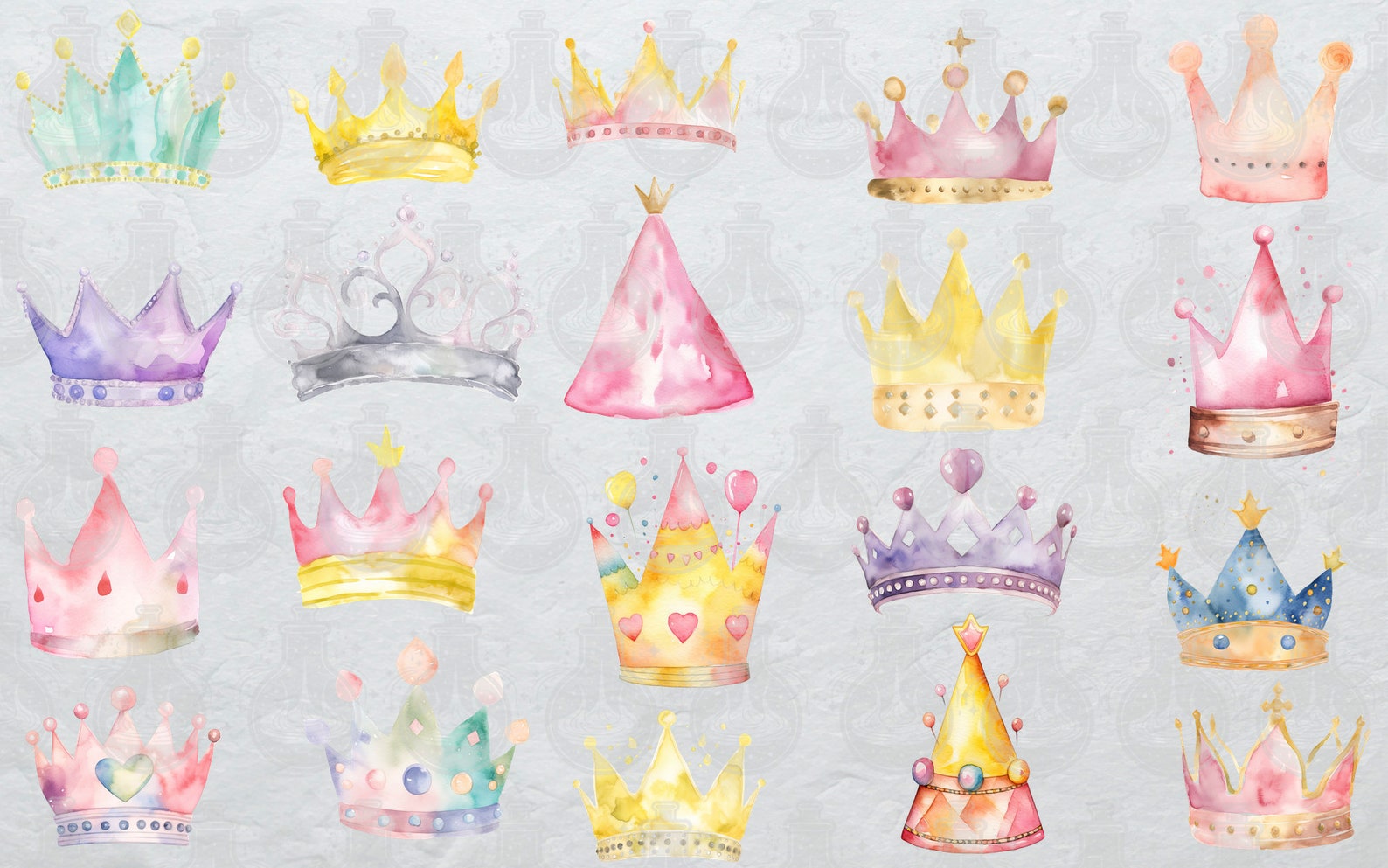 40 Cute Watercolor Crown Clipart, Cute, Royal, Hand Drawn Style, High ...