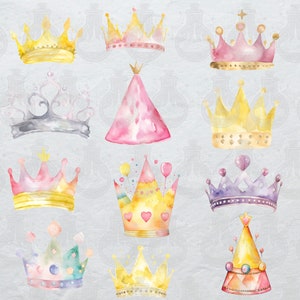 40 Cute Watercolor Crown Clipart, Cute, Royal, Hand Drawn Style, High ...