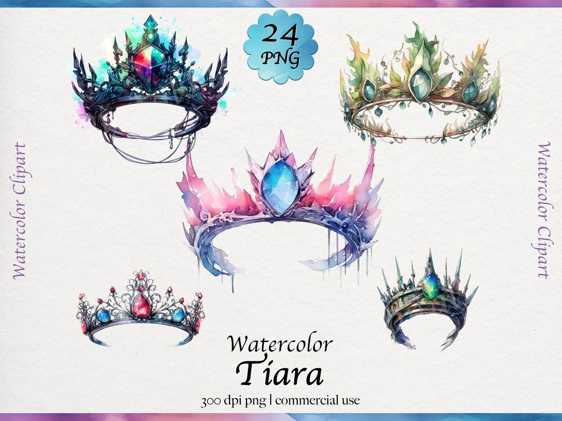 24 Watercolor Tiara Clipart, Regal, Royal, Crown, Coronet, Corona ...