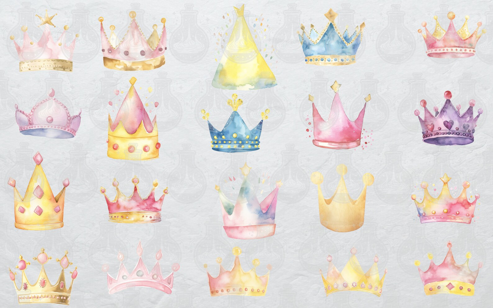 40 Cute Watercolor Crown Clipart, Cute, Royal, Hand Drawn Style, High ...