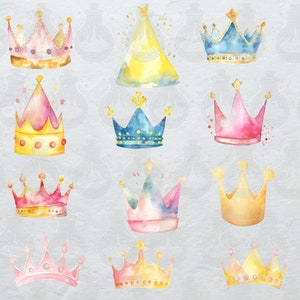 40 Cute Watercolor Crown Clipart, Cute, Royal, Hand Drawn Style, High ...