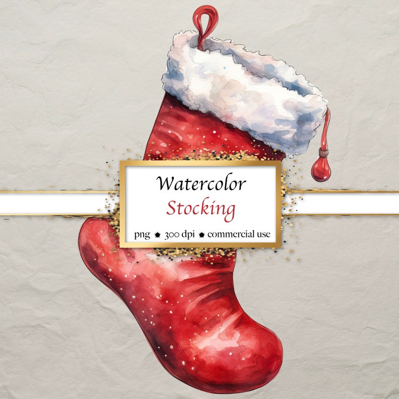 30 Watercolor Christmas Stocking Clipart, Elegant Holiday, Christmas ...