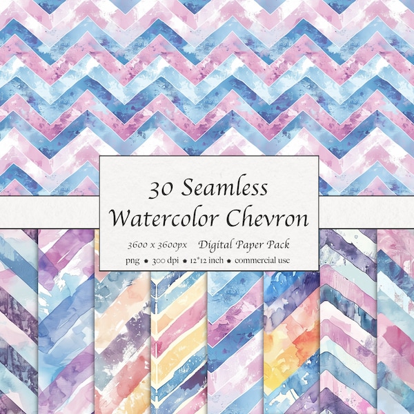 Watercolor Chevron - Etsy