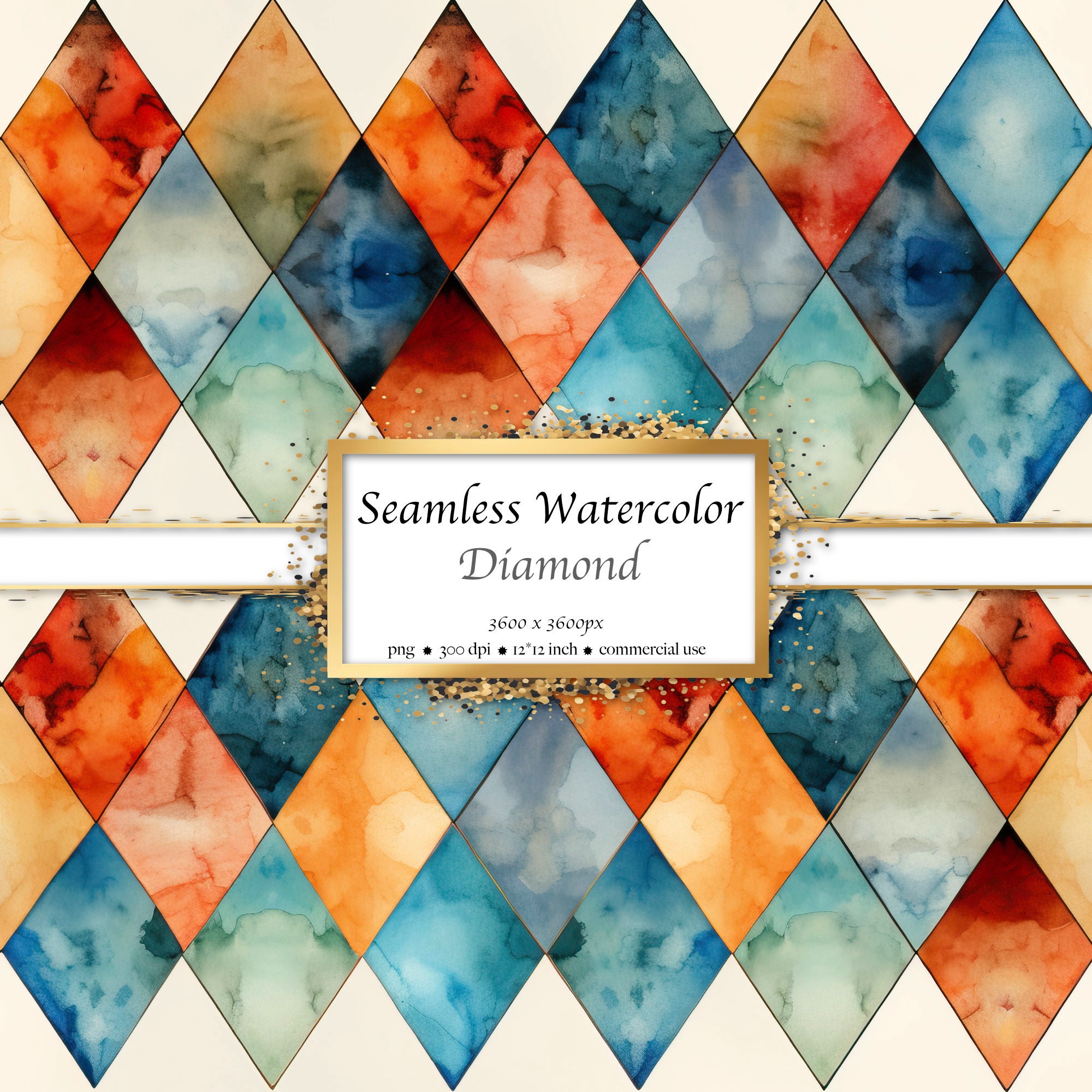 30 Seamless Watercolor Diamond Pattern Digital Paper Pack - Etsy