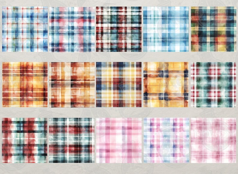 30 Seamless Watercolor Plaid Pattern, Digital Paper Pack, Vintage ...