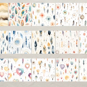 30 Seamless Watercolor Bohemian Pattern Digital Paper Pack, Seamless ...