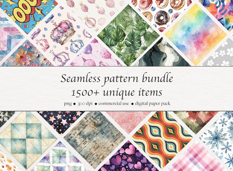 1500 Seamless Pattern Bundle Digital Paper Bundle Printable Scrapbook ...