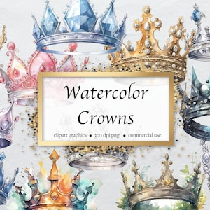 12 Watercolor Crown Cliparts, Regal, Royal, High Resolution PNG ...