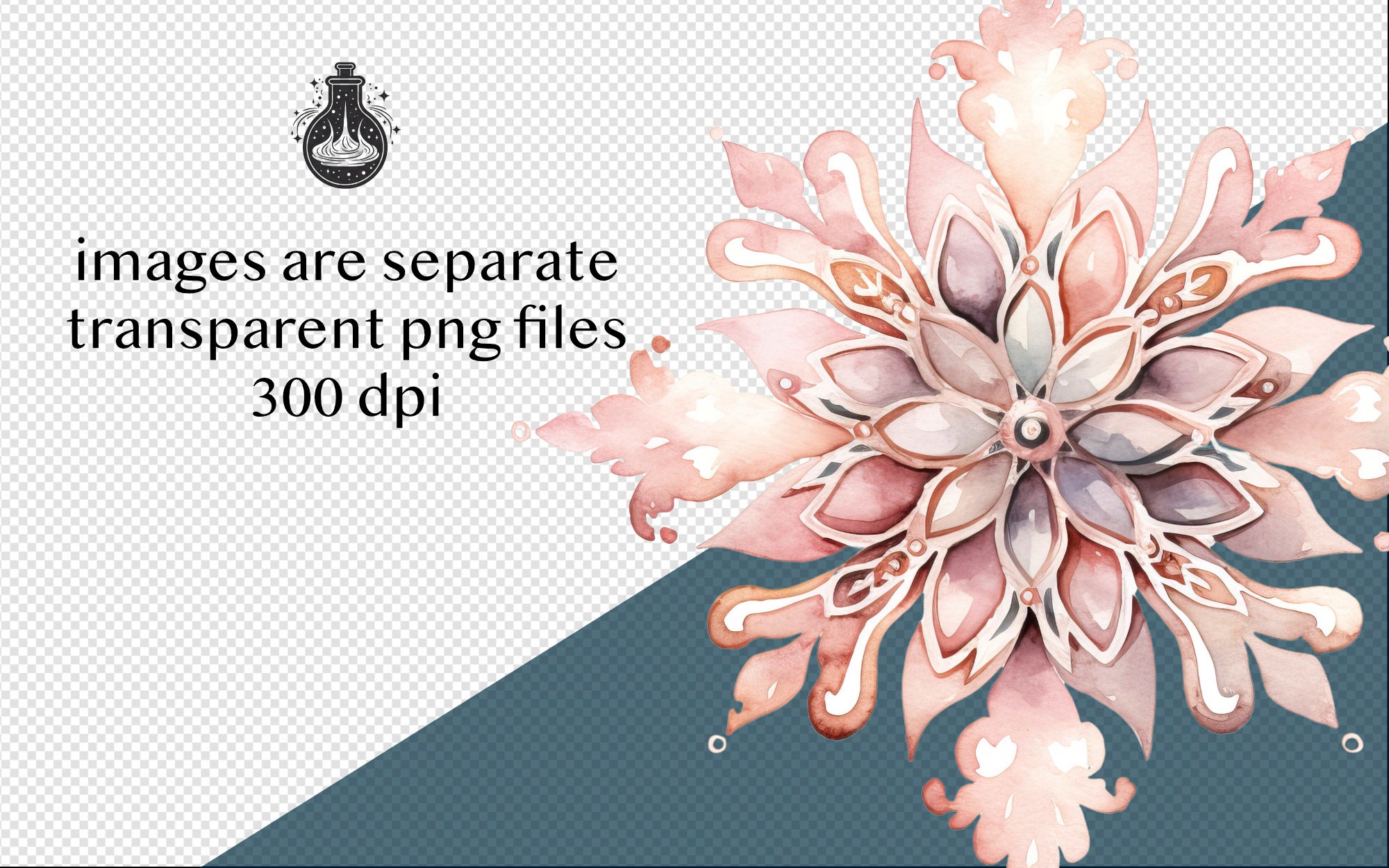 15 Watercolor Pink Snowflakes Clipart, Winter Wonderland, Holiday Decor ...