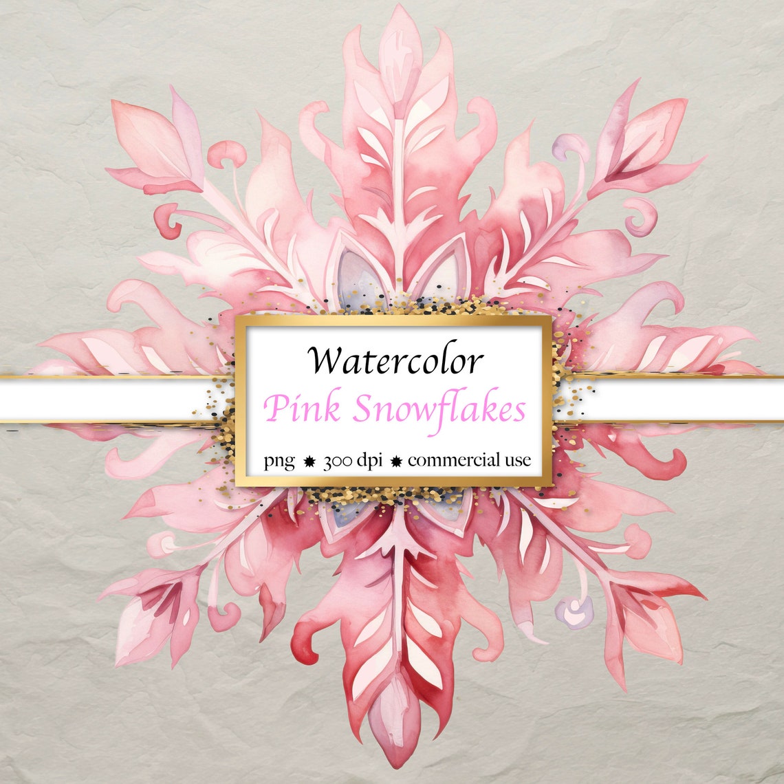 15 Watercolor Pink Snowflakes Clipart, Winter Wonderland, Holiday Decor ...