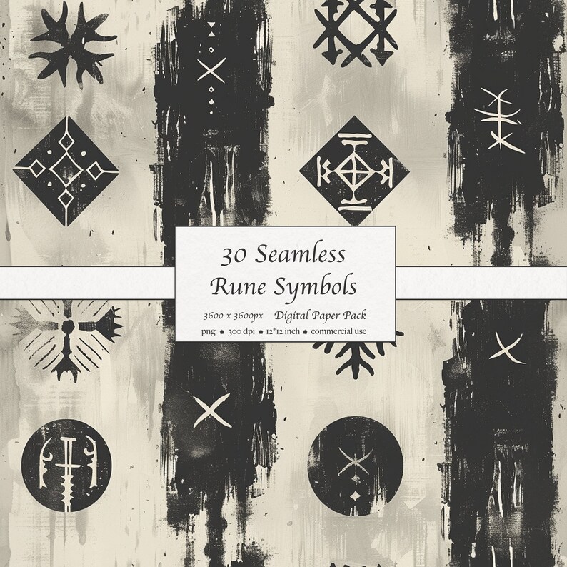 30 Seamless Runic Symbols Pattern, Digital Paper Pack, Viking, Nordic ...