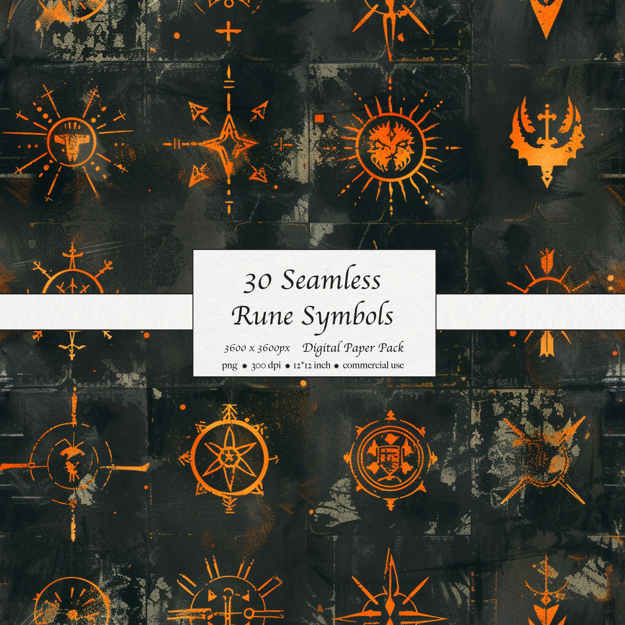 30 Seamless Runic Symbols Pattern, Digital Paper Pack, Viking, Nordic ...