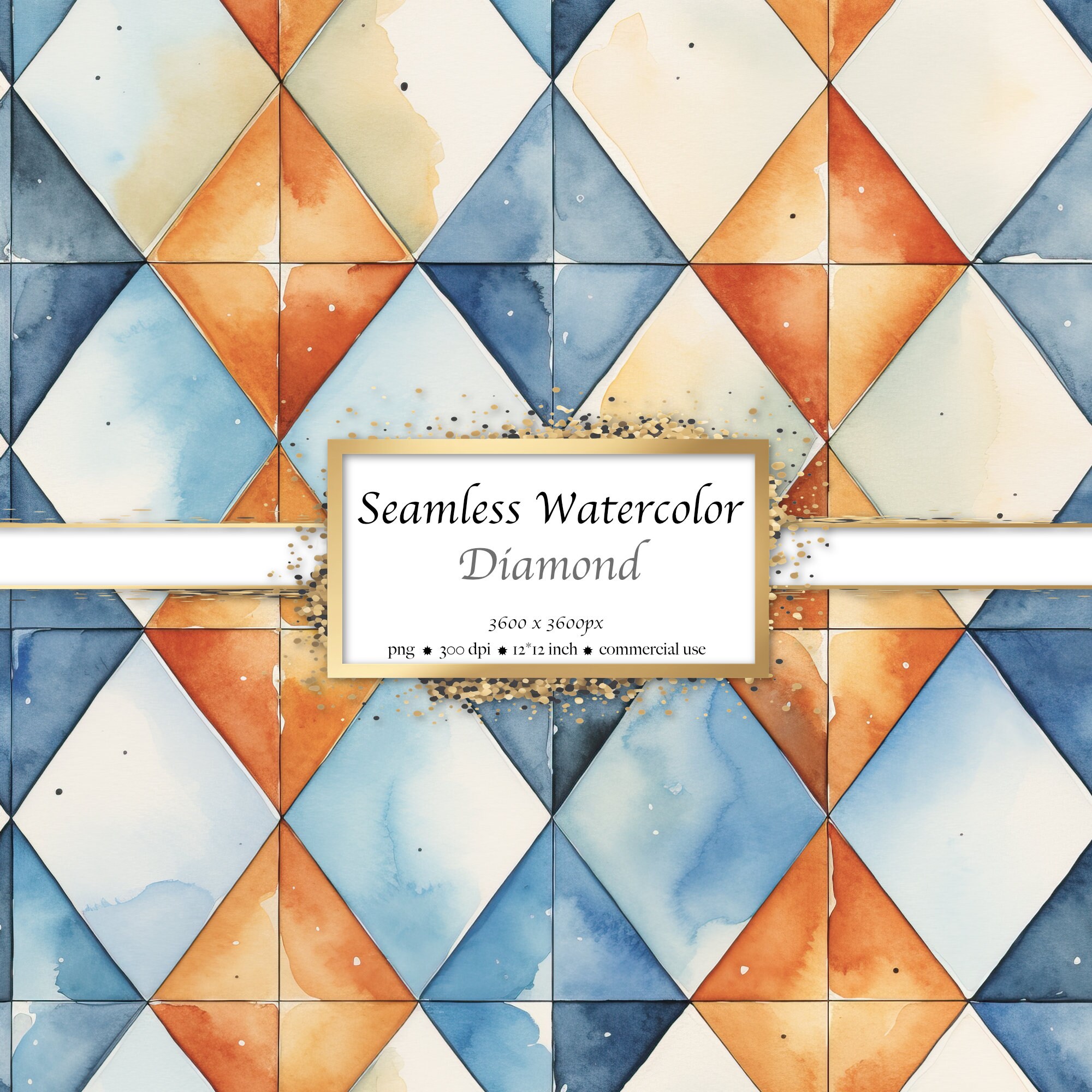 30 Seamless Watercolor Diamond Pattern Digital Paper Pack, Seamless ...