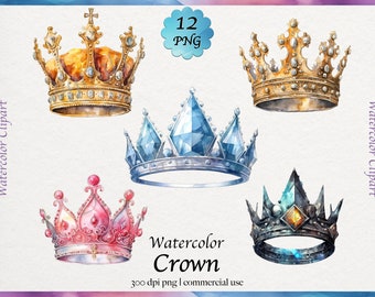 40 Cute Watercolor Crown Clipart, Cute, Royal, Hand Drawn Style, High ...