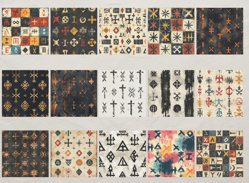 30 Seamless Runic Symbols Pattern, Digital Paper Pack, Viking, Nordic ...