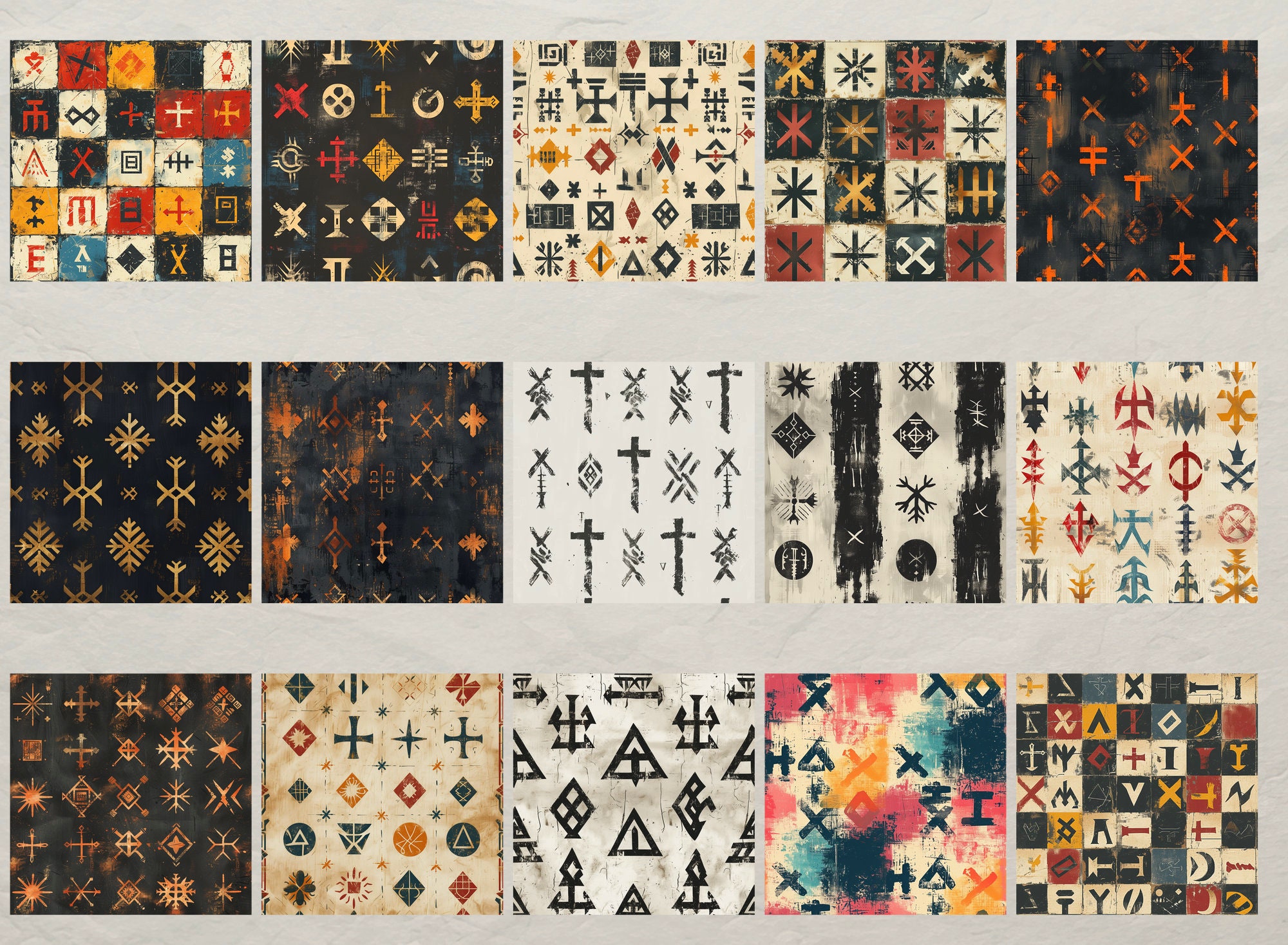 30 Seamless Runic Symbols Pattern, Digital Paper Pack, Viking, Nordic ...