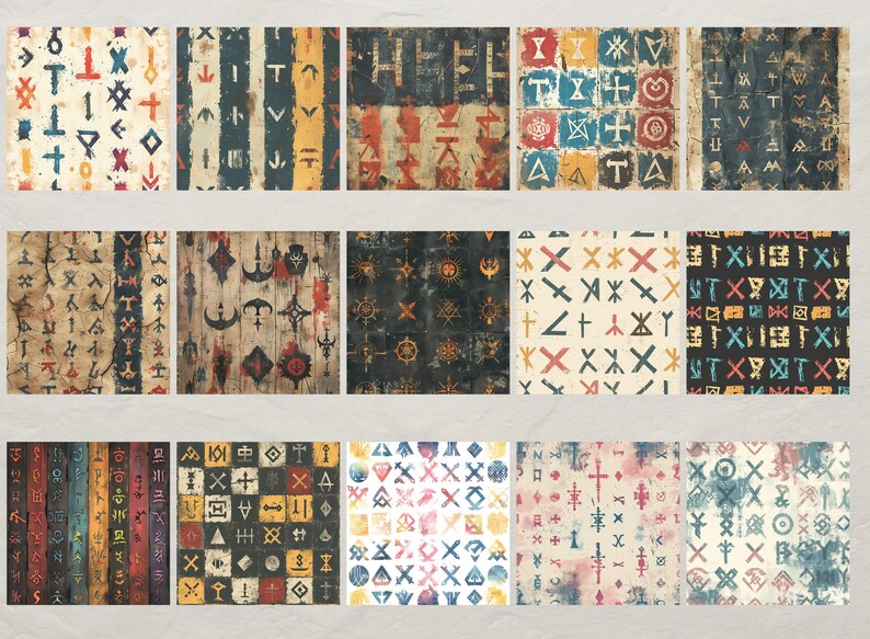 30 Seamless Runic Symbols Pattern, Digital Paper Pack, Viking, Nordic ...