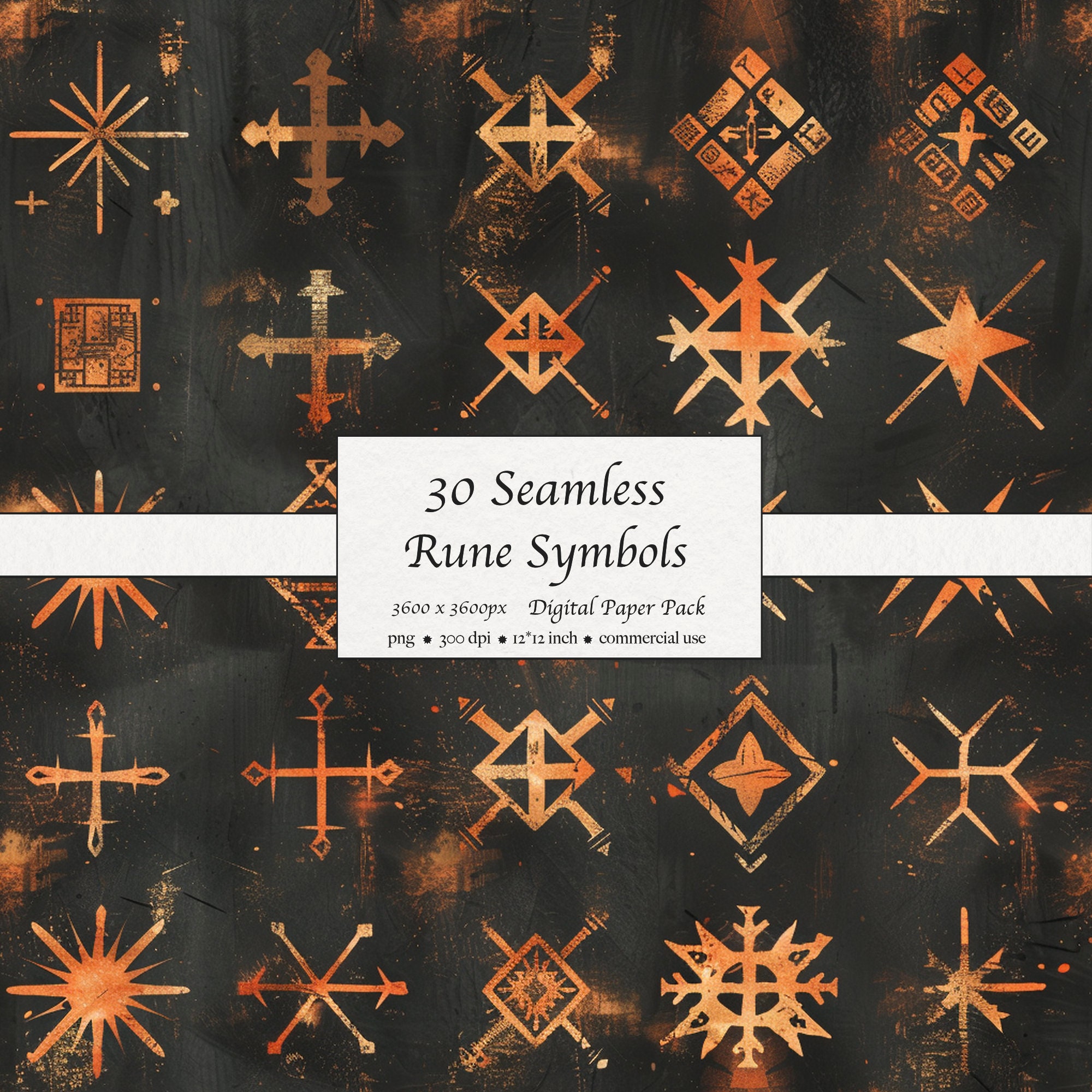 30 Seamless Runic Symbols Pattern, Digital Paper Pack, Viking, Nordic ...