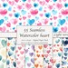55 Seamless Watercolor Heart Pattern, Digital Paper Pack, Light, Love ...