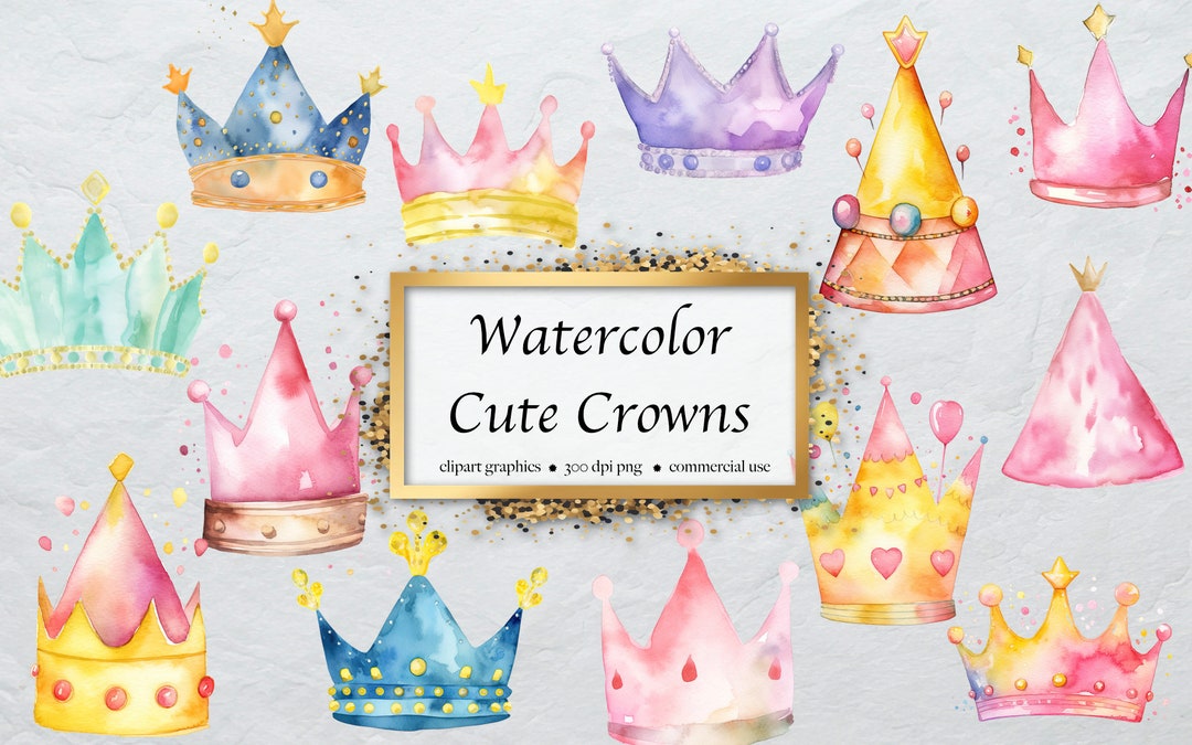 40 Cute Watercolor Crown Clipart Cute Royal Hand Drawn - Etsy