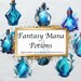12 Fantasy Mana Potion Clipart, Blue, Icy, Mana, Vibrant, Magic Potions ...