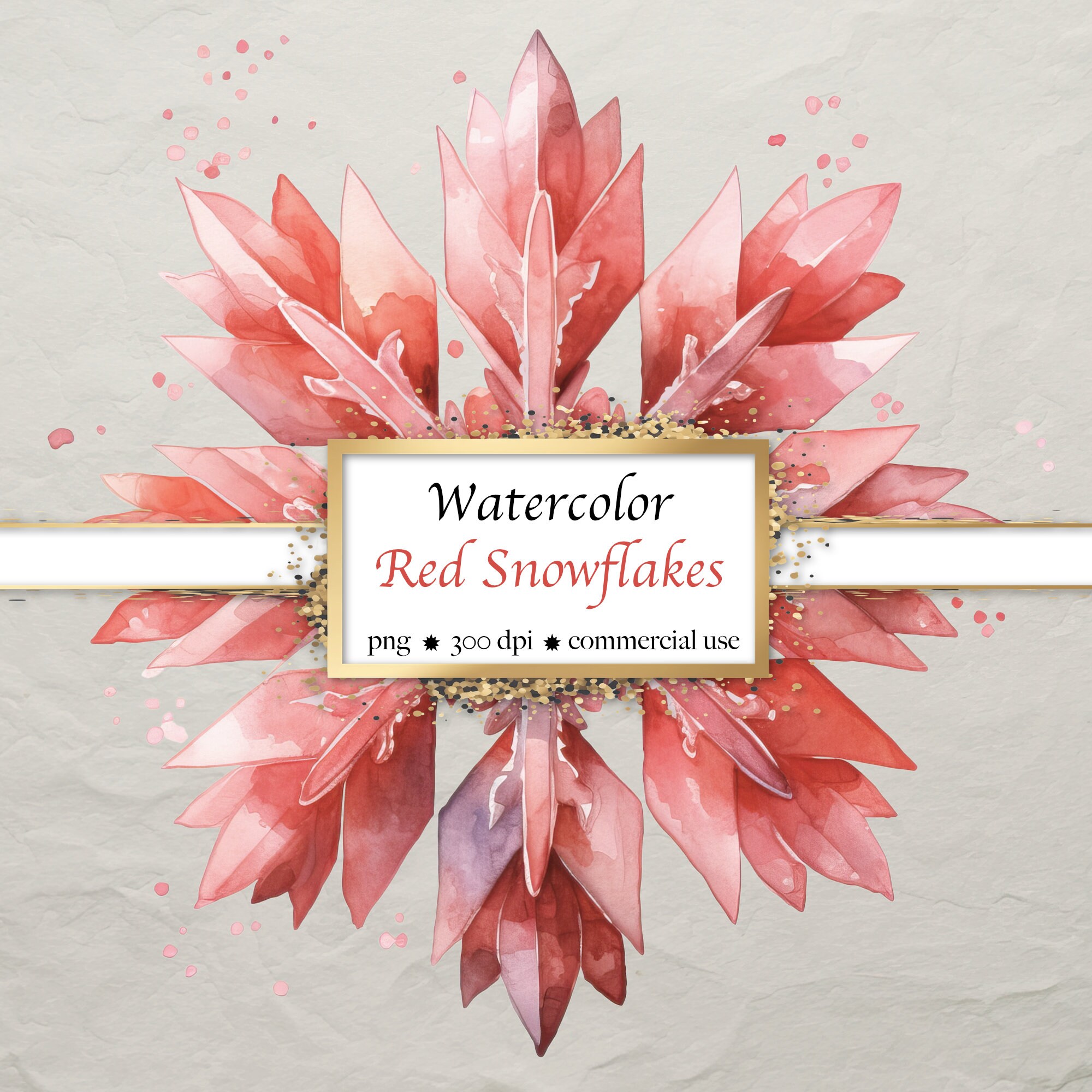 15 Watercolor Red Snowflakes Clipart, Winter Wonderland, Holiday Decor ...