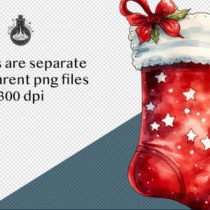 30 Watercolor Christmas Stocking Clipart, Elegant Holiday, Christmas ...