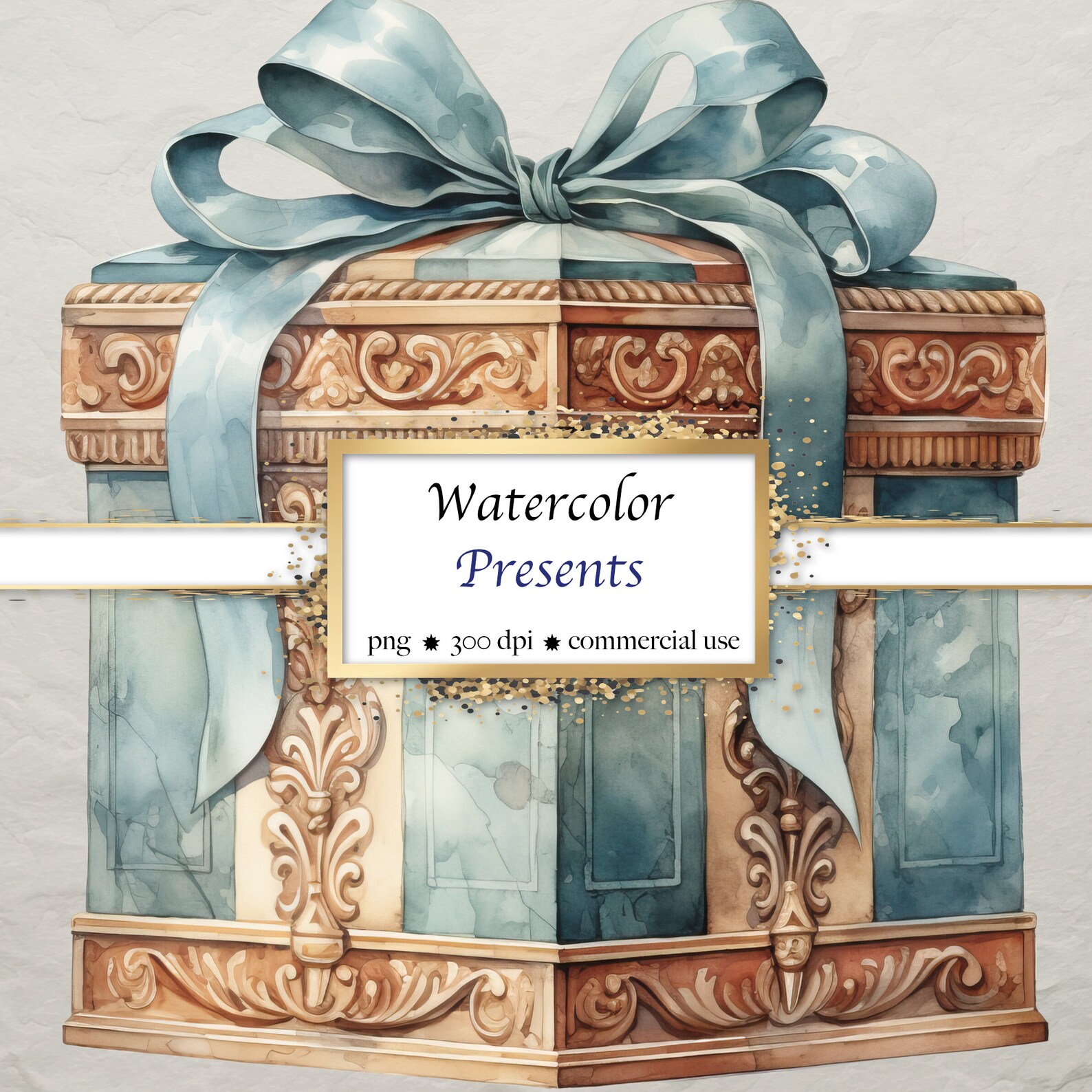 50 Watercolor Presents Clipart, Gift Box, Festive Wrapping, Wedding ...