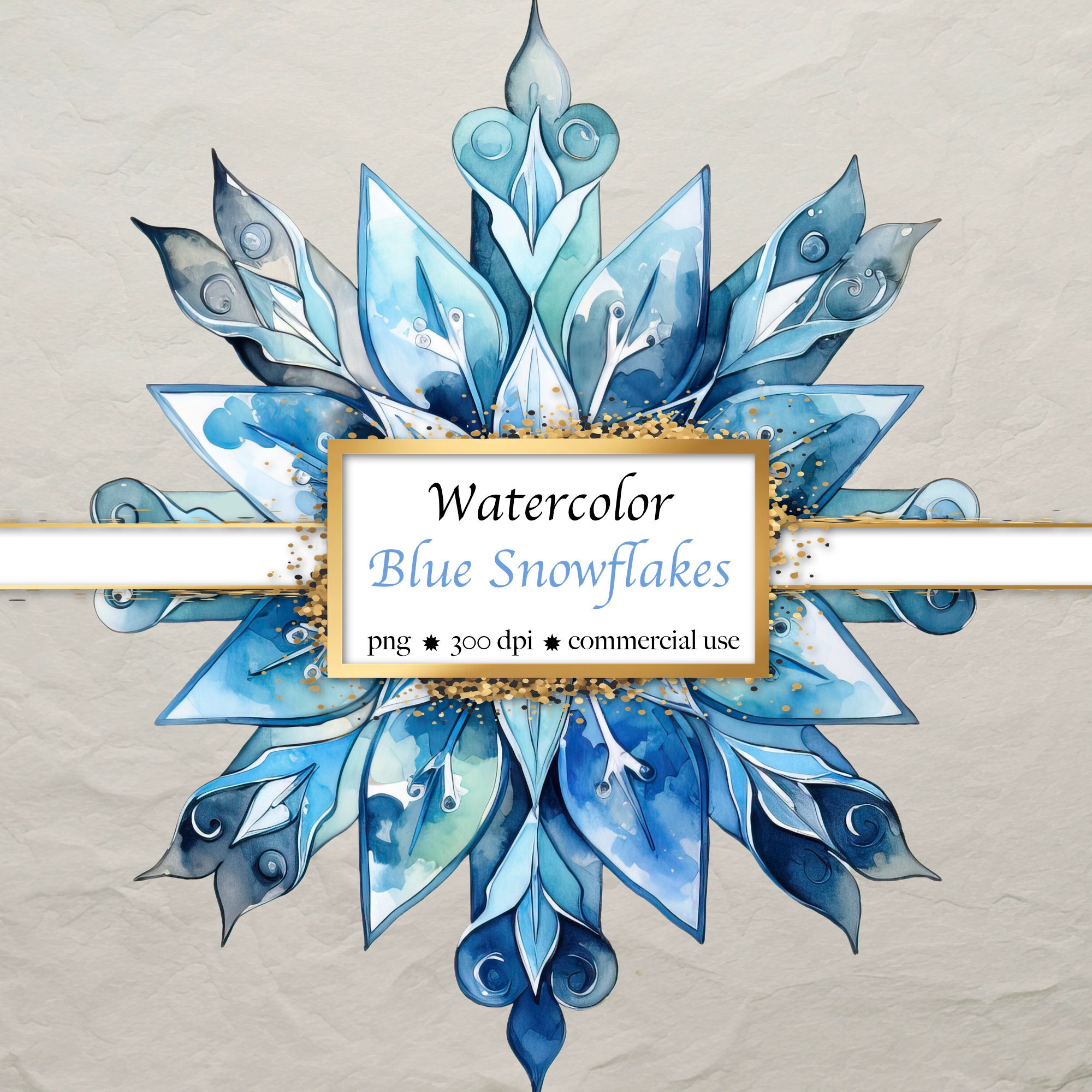 15 Watercolor Blue Snowflakes Clipart, Winter Wonderland, Holiday Decor ...