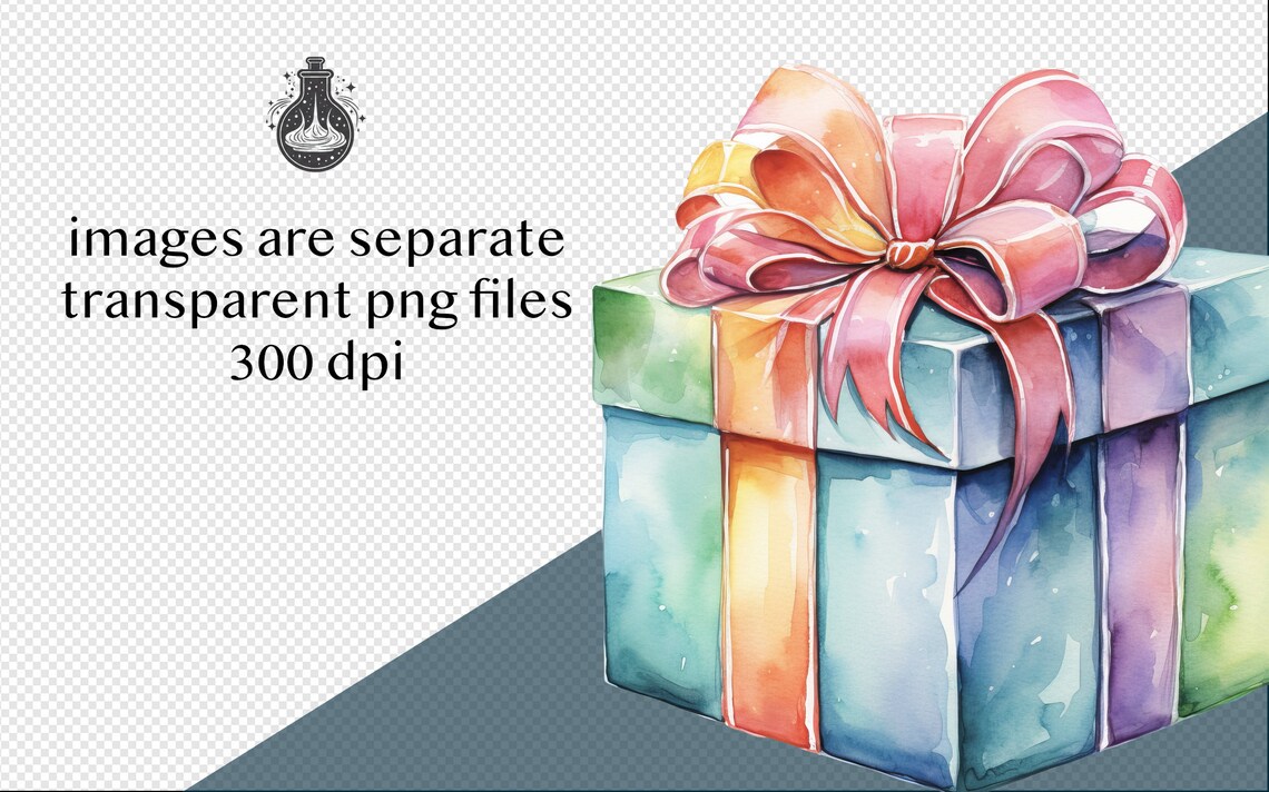 50 Watercolor Presents Clipart, Gift Box, Festive Wrapping, Wedding ...