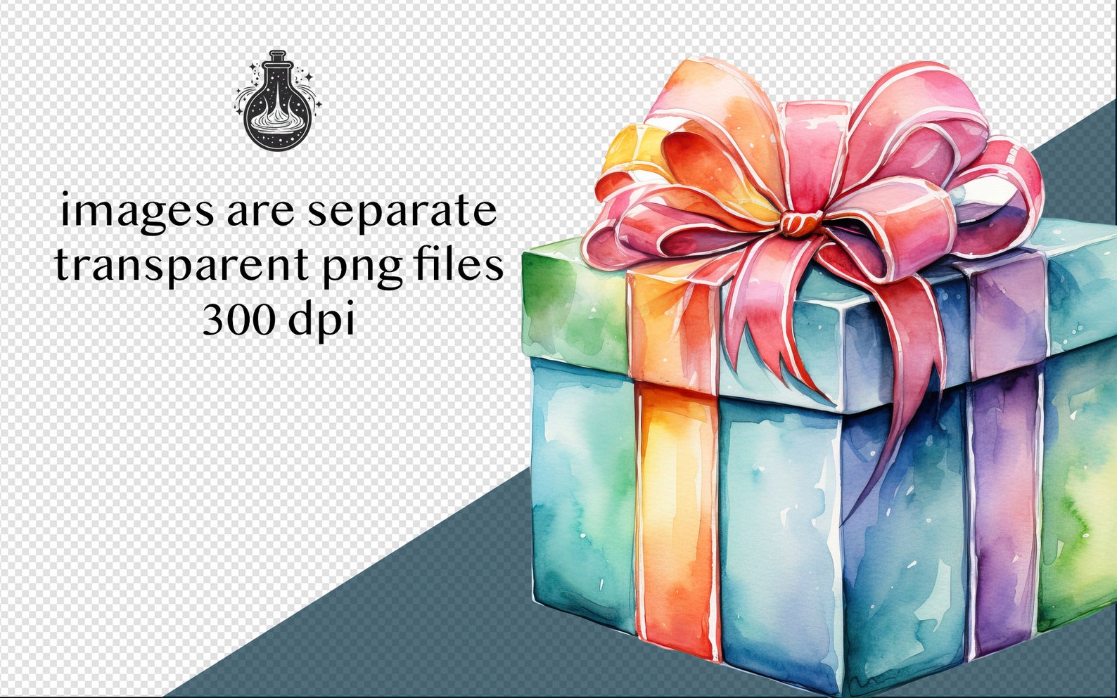 50 Watercolor Presents Clipart, Gift Box, Festive Wrapping, Wedding ...