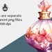 30 Watercolor Perfume Bottle Clipart, Victorian, Pink, Purple ...