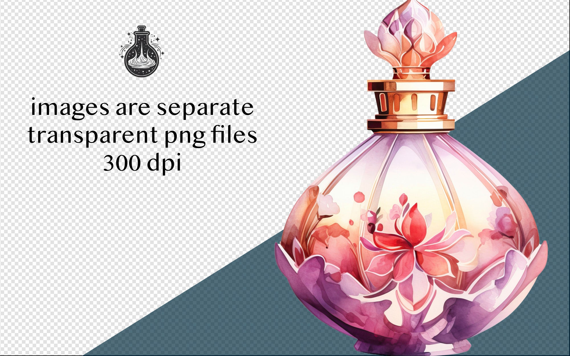 30 Watercolor Perfume Bottle Clipart, Victorian, Pink, Purple ...