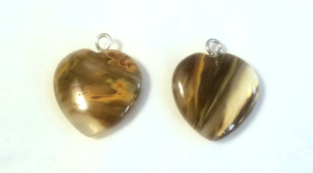 Pair of Volcano Cherry Quartz Heart Shaped Pendants - Etsy